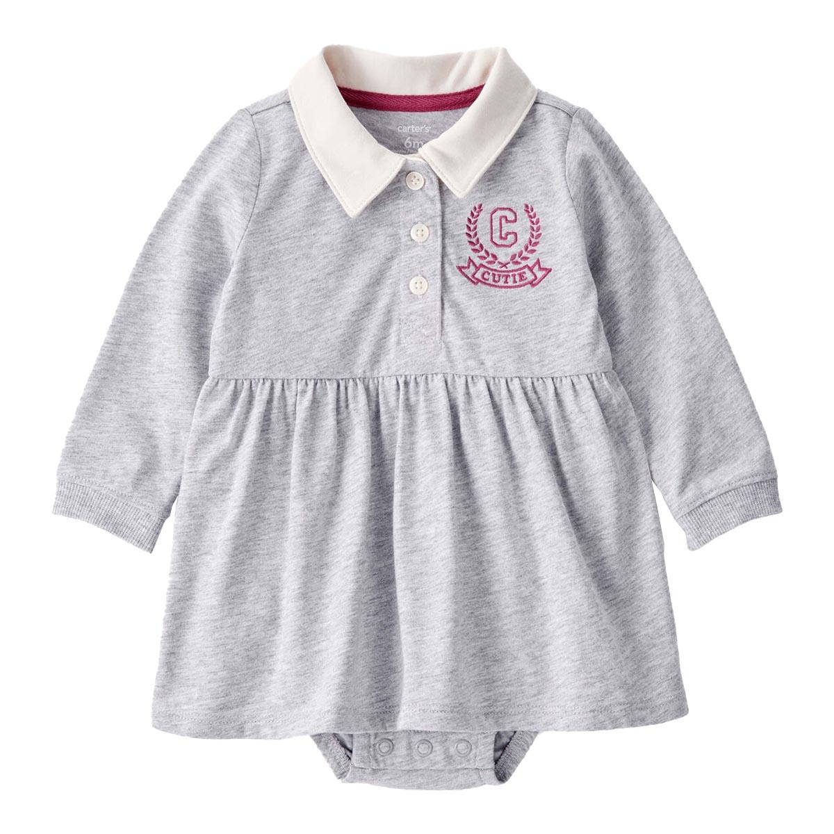 Baby Girl (3-24M) Carters(R) Cutie Polo Long Sleeve Bodysuit Dress