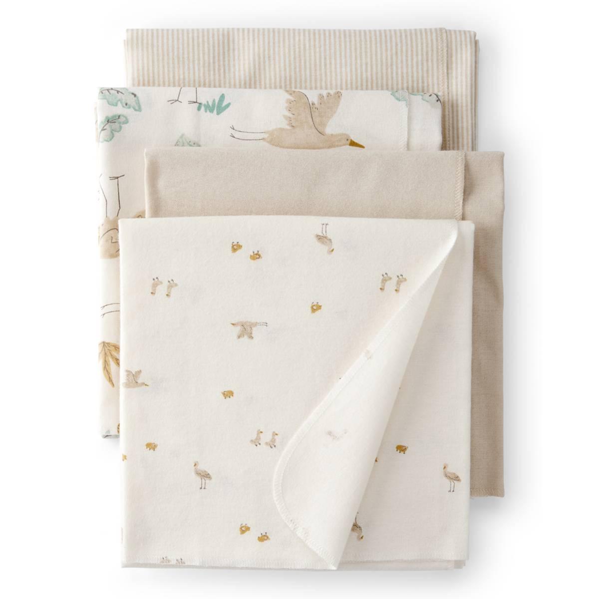 Carters Baby Cotton Receiving Blankets  4 Pack - Ivory
