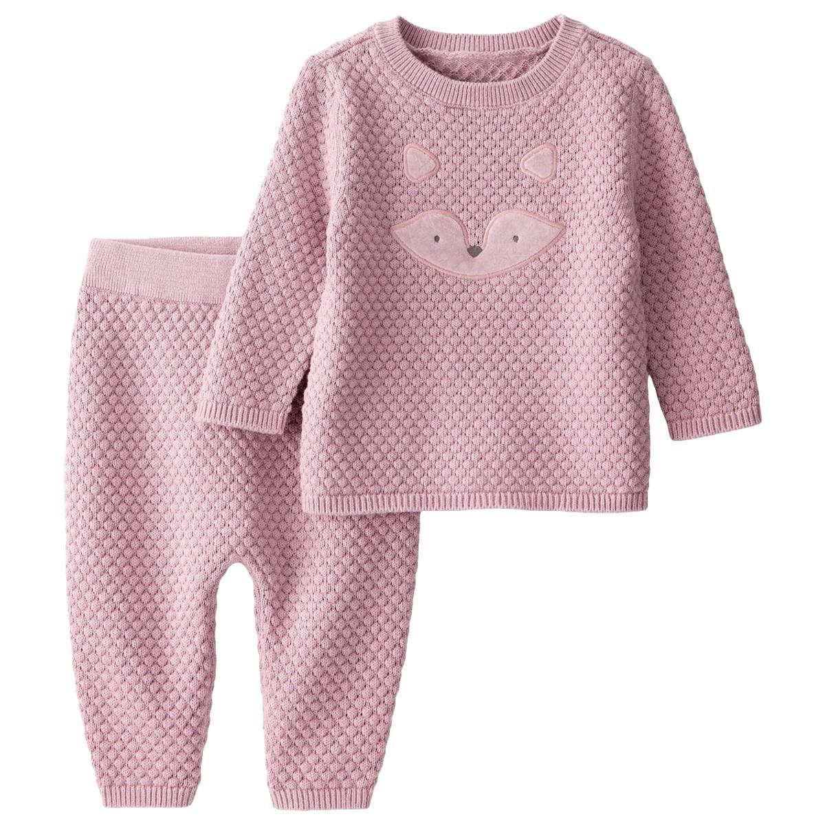 Carters Baby Girls Cotton Long-Sleeve Top & Pants  2 Piece Set - Pink