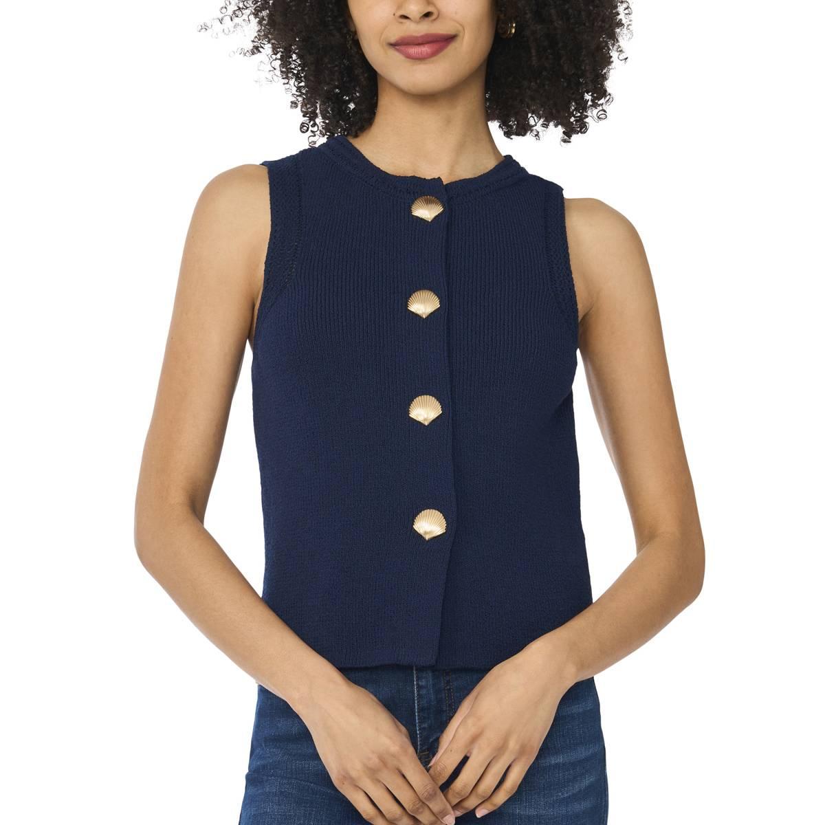 Click here for Womens Cece Sleeveless Seashell Button Detail Swea... prices