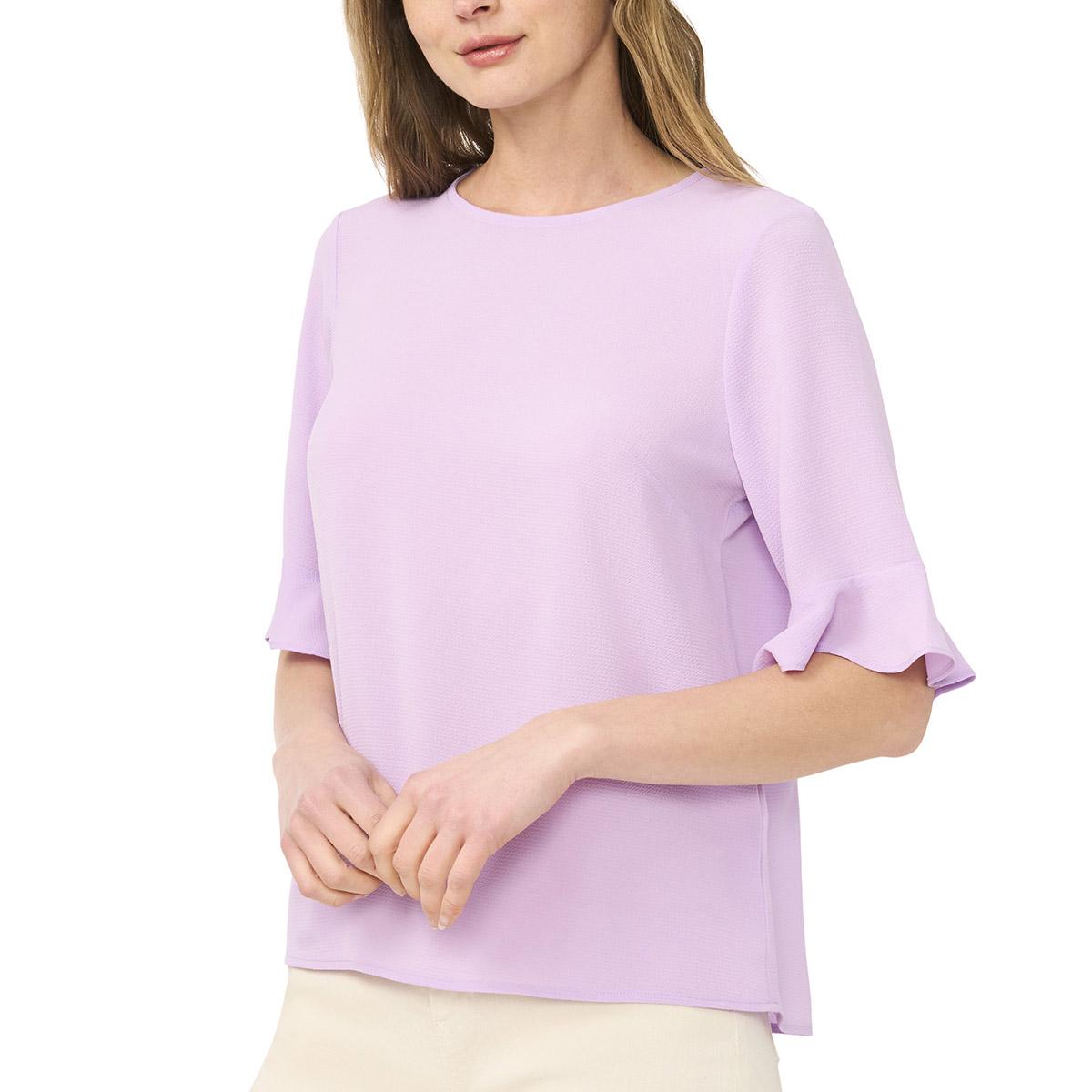 Click here for Womens Cece Short Ruffle Cuff Sleeve Solid Blouse prices