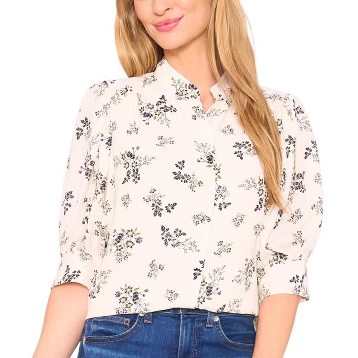 Click here for Womens Cece Elbow Puff Sleeve Floral Blouse prices