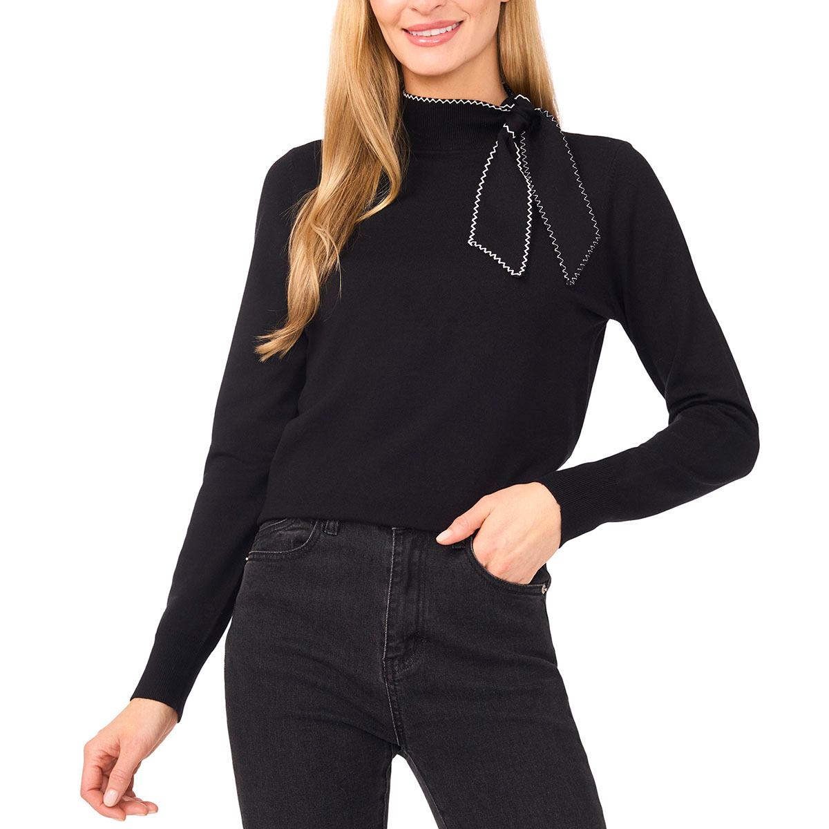 Womens Cece Long Sleeve Scarf Tie Neck Sweater