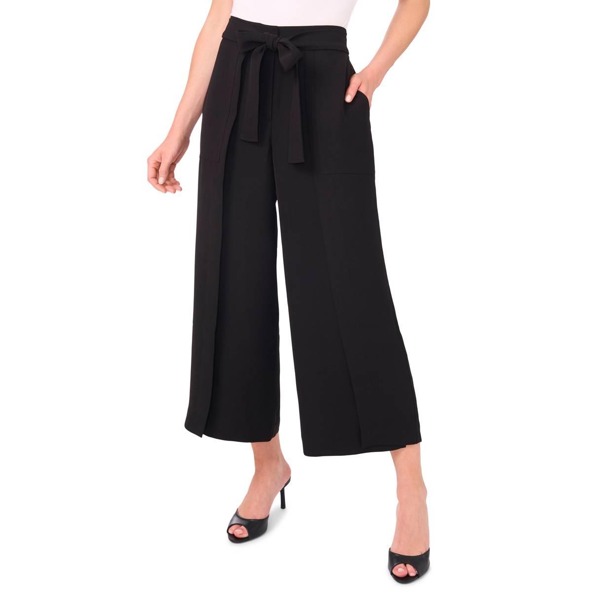 Click here for Womens Cece Flat Waist Crop Wide Leg Pants with Be... prices