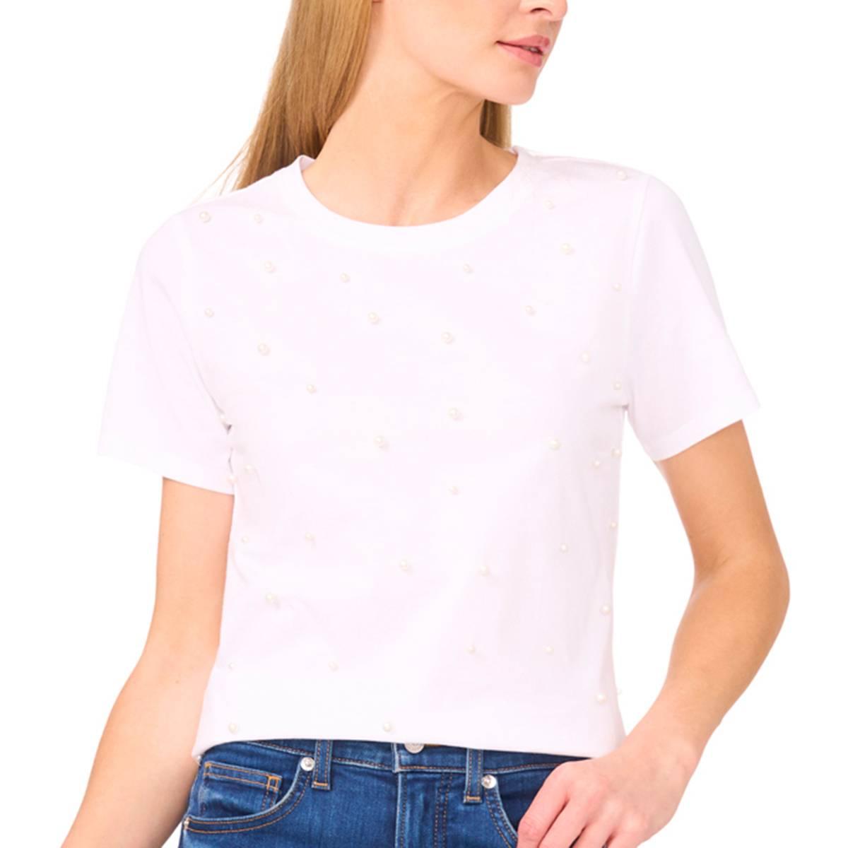 Click here for Womens Cece Short Sleeve Crew Neck with Pearls Tee prices