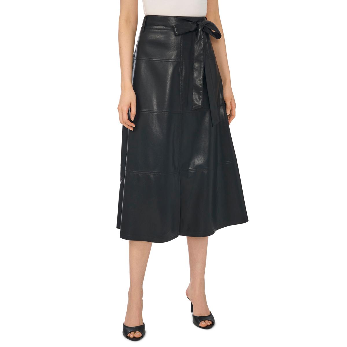Click here for Womens Cece Faux Leather Tie Waist Tiered Midi Ski... prices