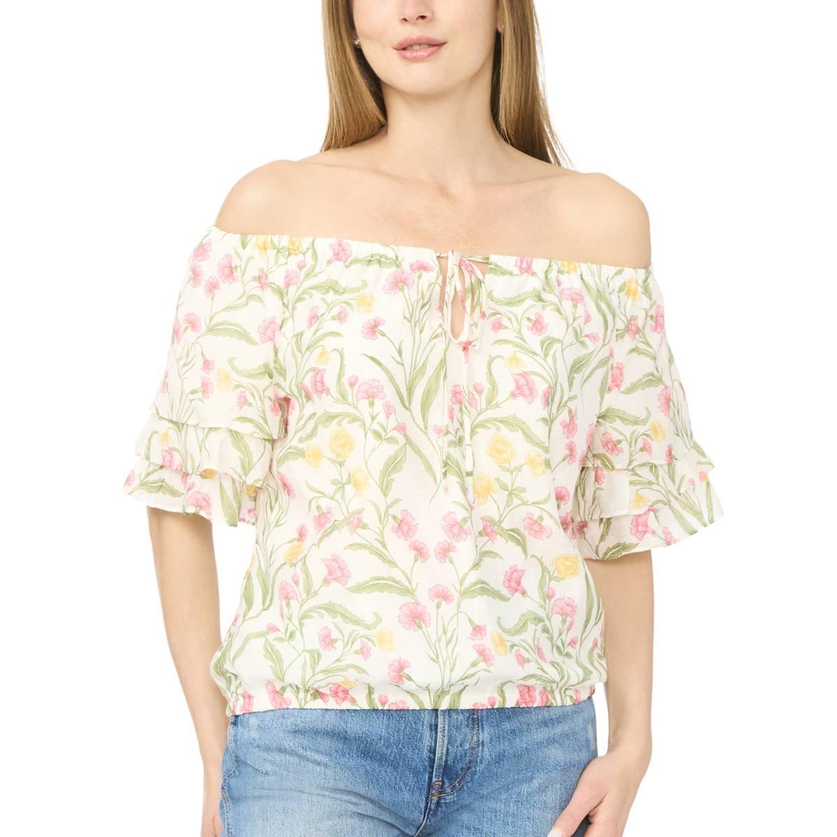 Click here for Womens Cece Off the Shoulder Ruffle Sleeve Floral... prices