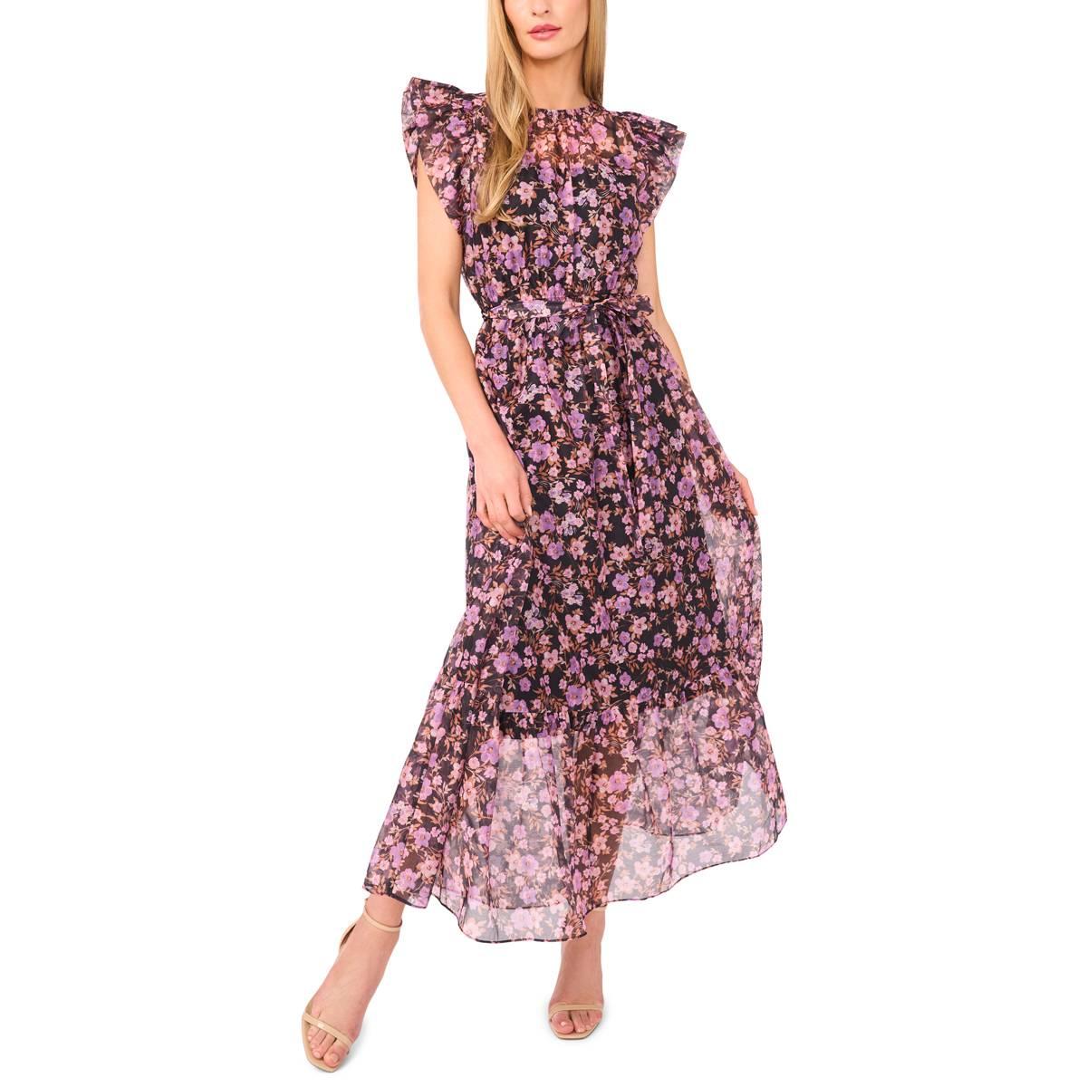 CeCe High Neck Flutter Sleeve Dress