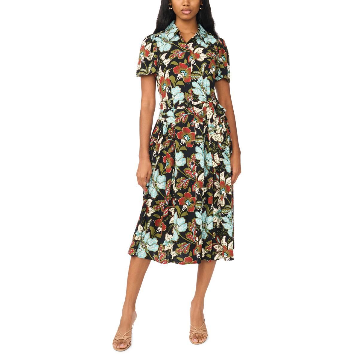 Click here for Womens Cece Short Sleeve Floral Challis Midi Shirt... prices