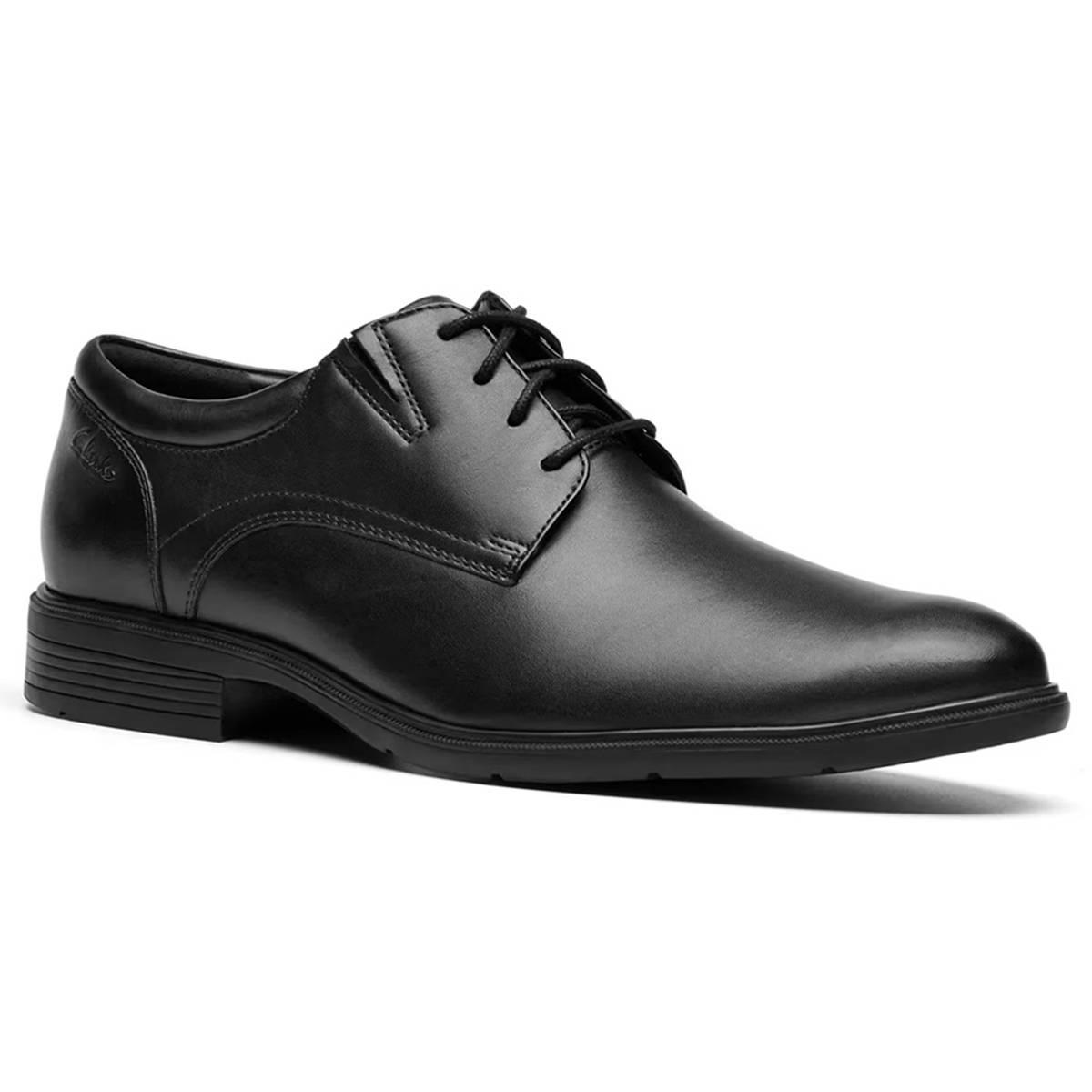 Clarks Mens Steadwell Cap Dress Shoe - Black Leather