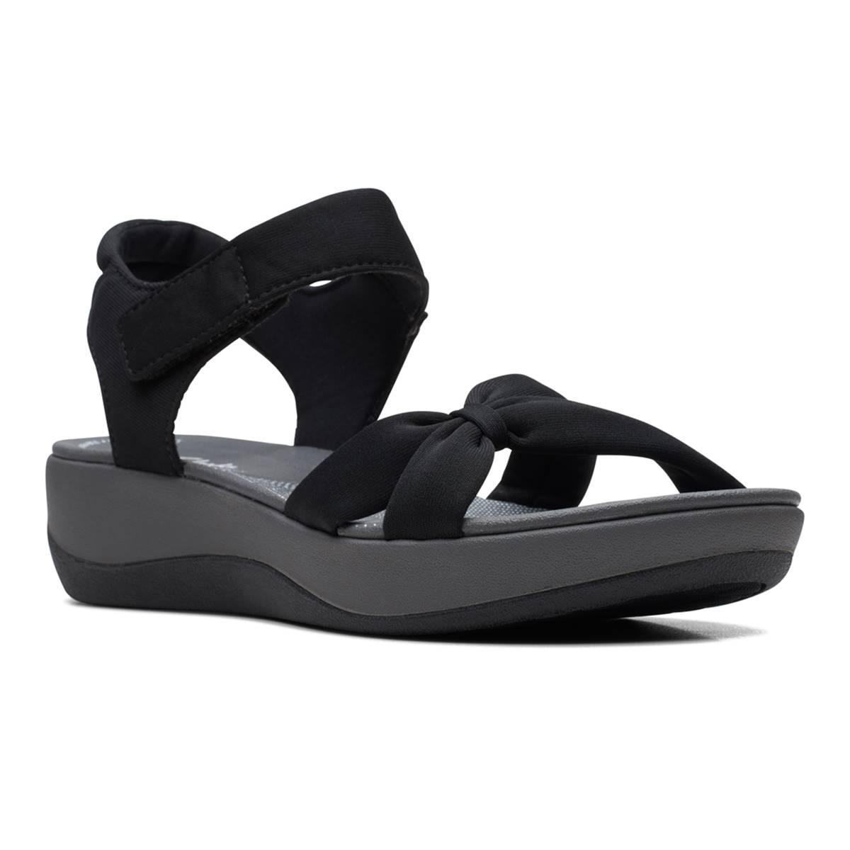 Clarks Womens Clouldsteppers Arla Shore Strappy Sport Sandals - Black Textile