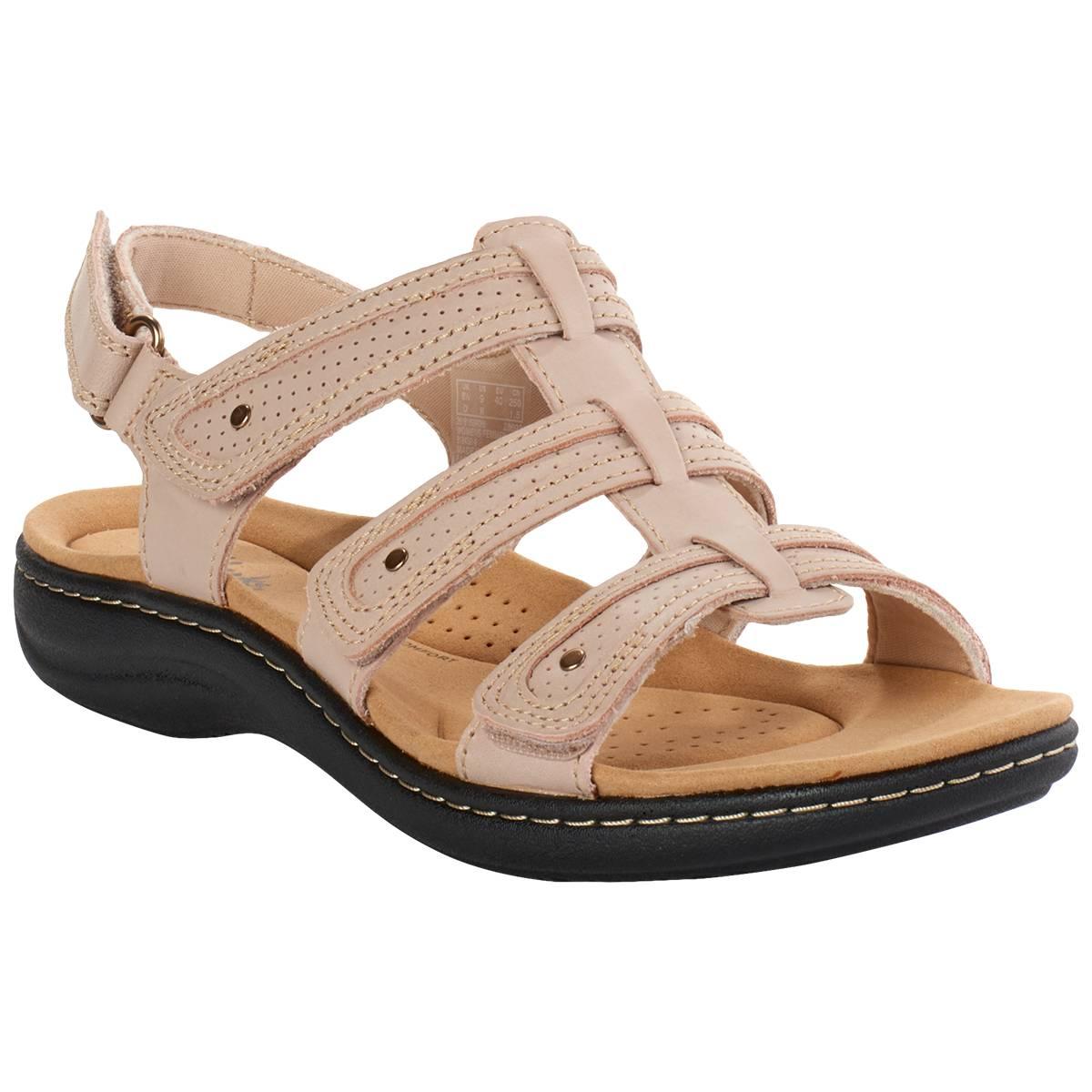 Clarks Womens Collection Laurieann Ivy Rip Tape Sandals - Black Leather