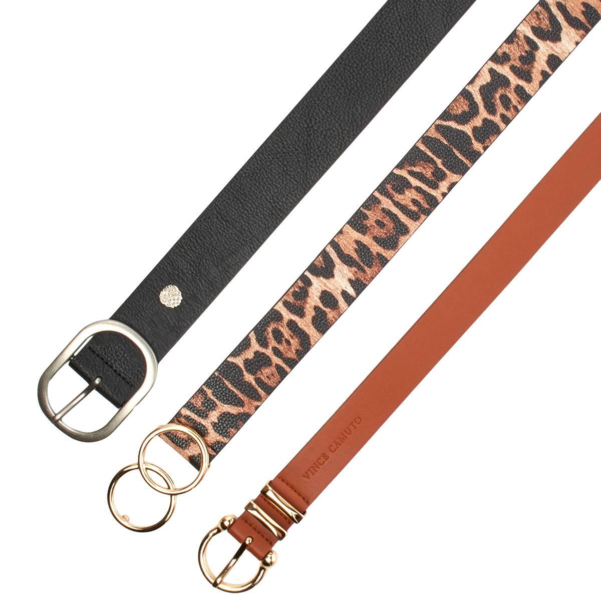 Click here for Womens Vince Camuto 3 For 1 Belt Set - Leopard/Bla... prices