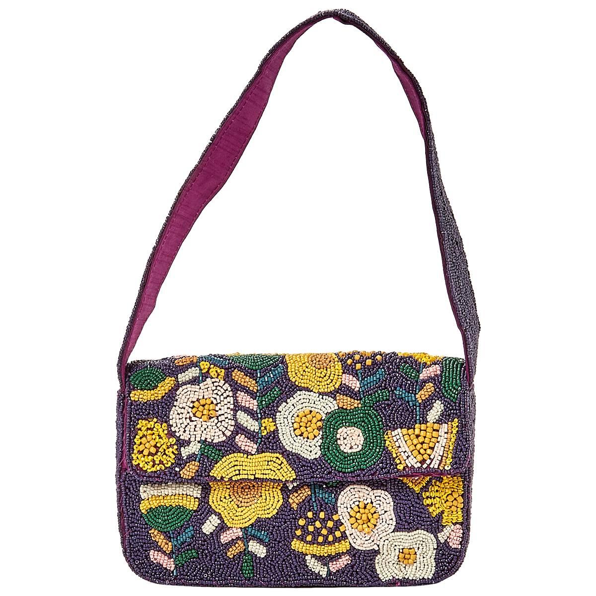 Click here for Sol & Mer Yellow Navy Floral Beaded Shoulder Bag prices