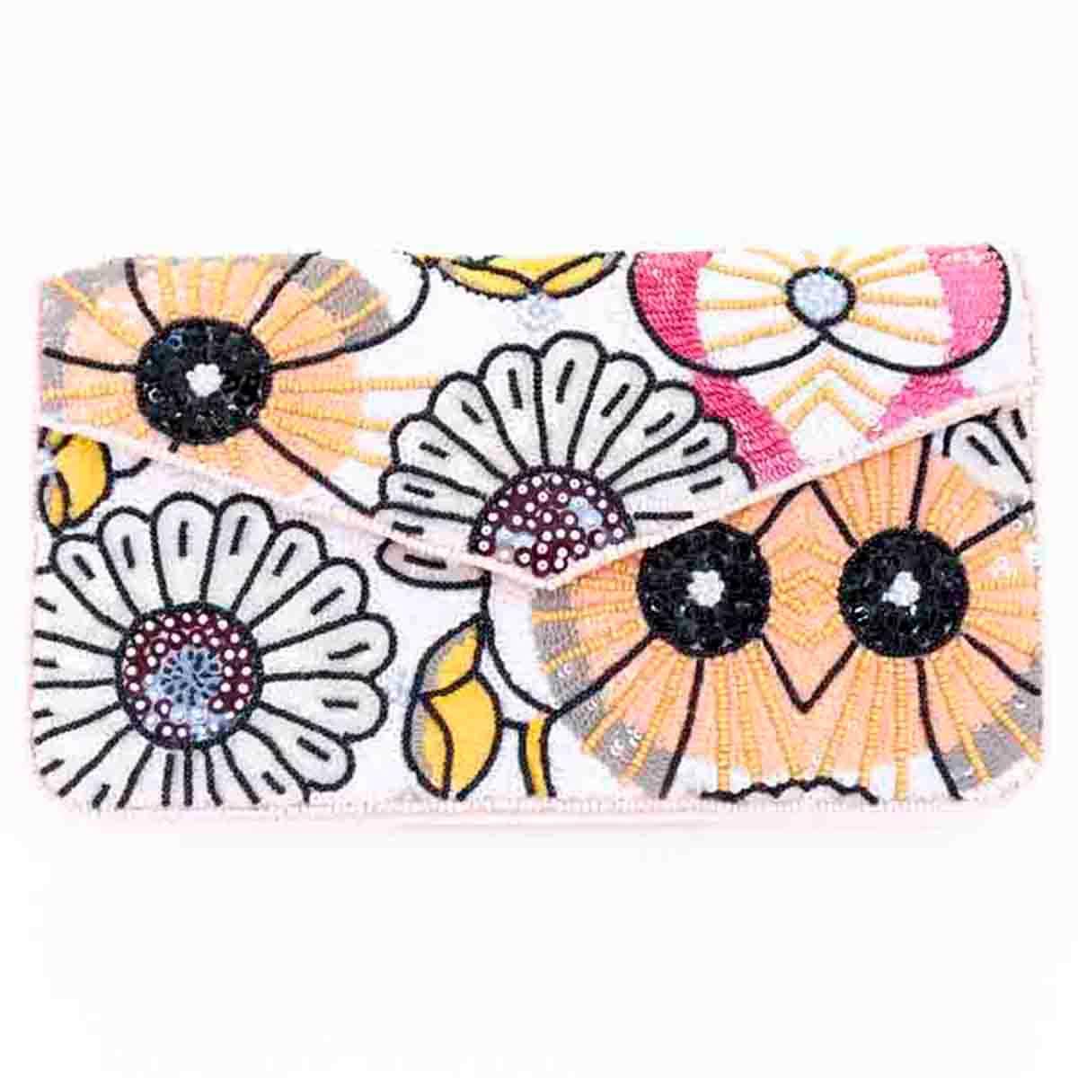 Click here for Sol & Mer Pink Beaded Floral Envelope Clutch with... prices