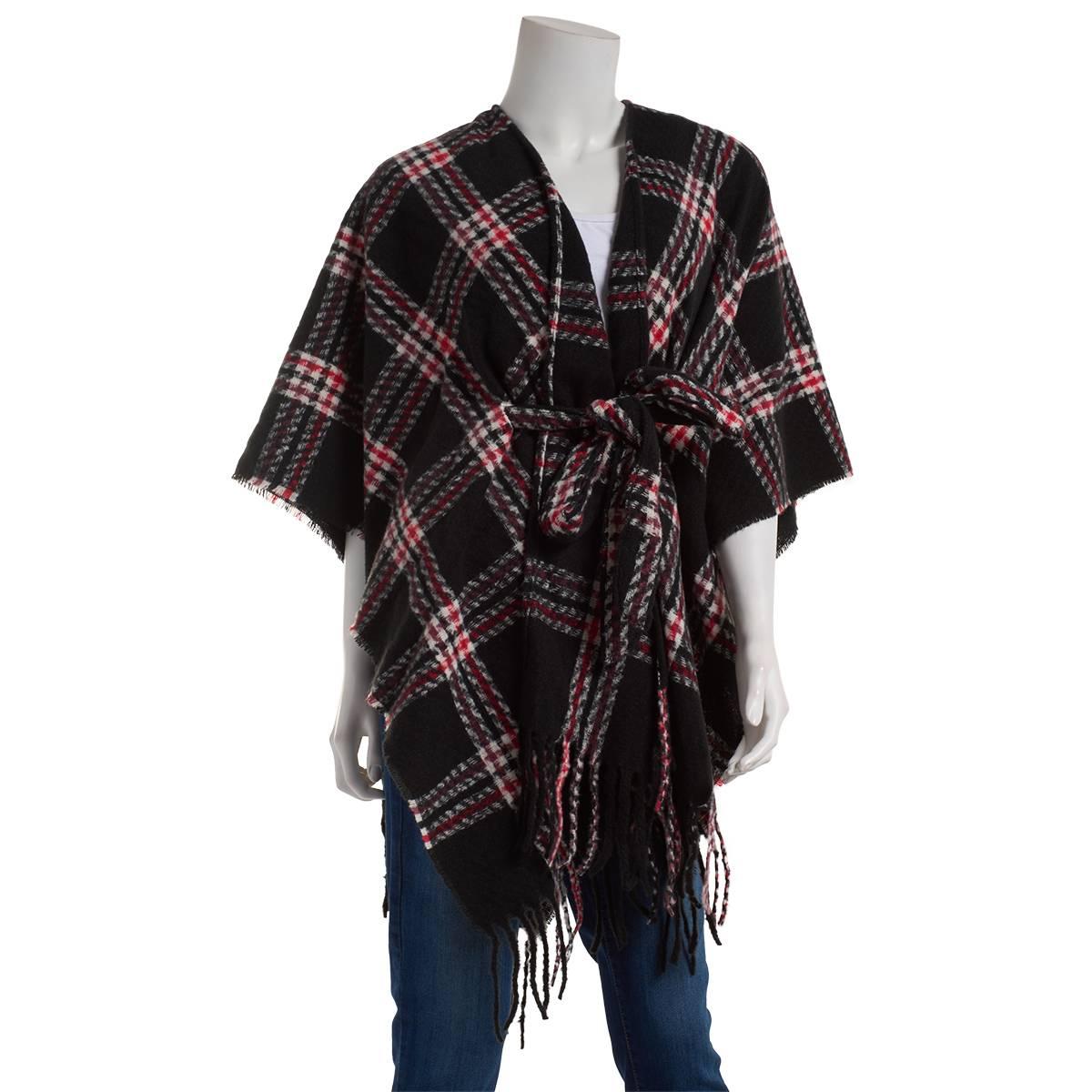 Click here for Womens Nine West Twill Plaid Belted Cape prices