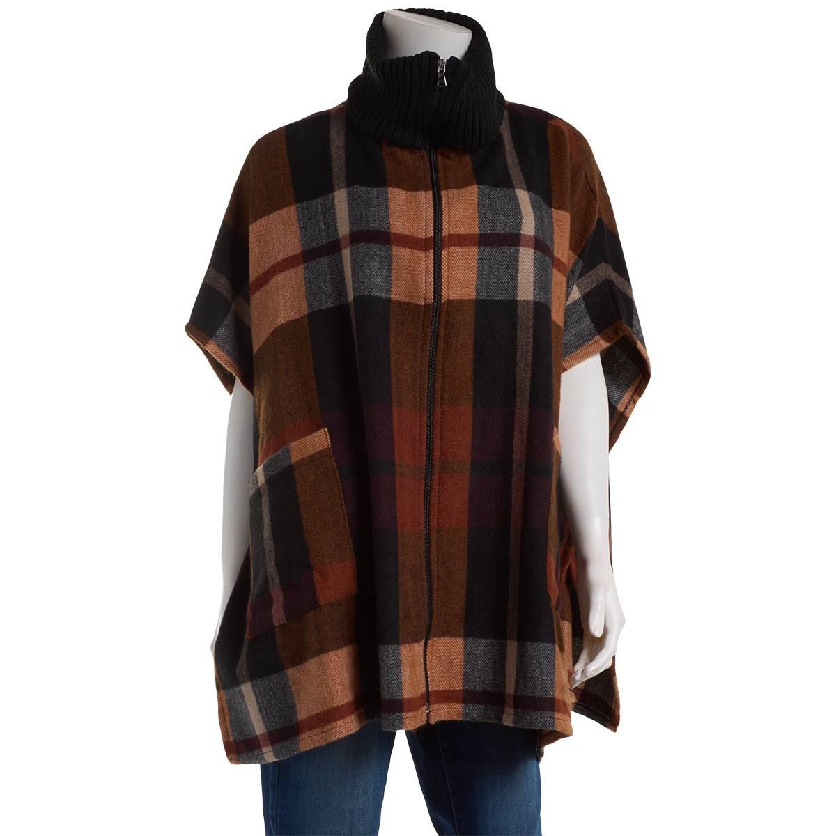 Click here for Womens Nine West Ribbed Collar Plaid Cape prices