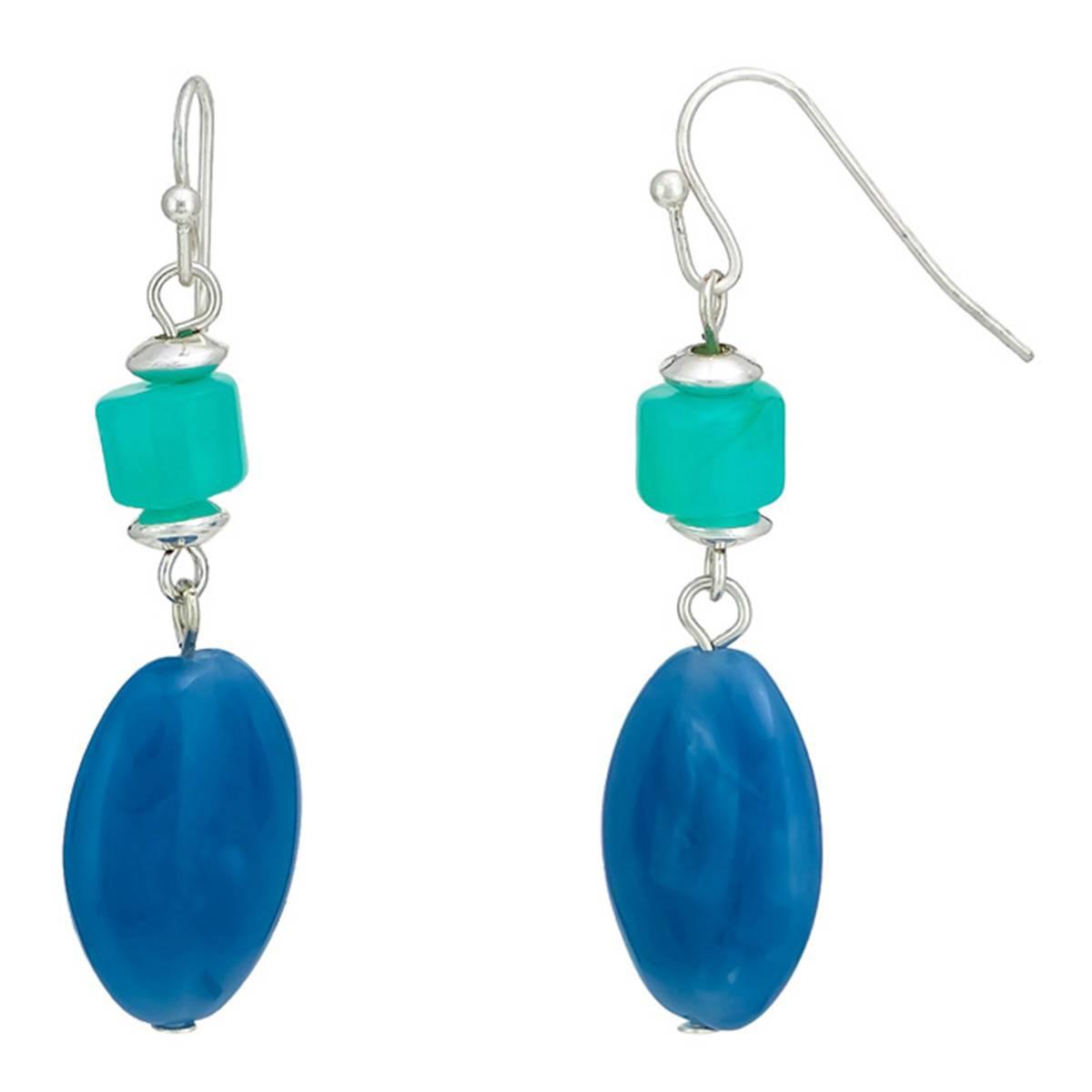 Click here for Ashley Cooper(tm) Multi-Blue Double-Bead Drop Earr... prices