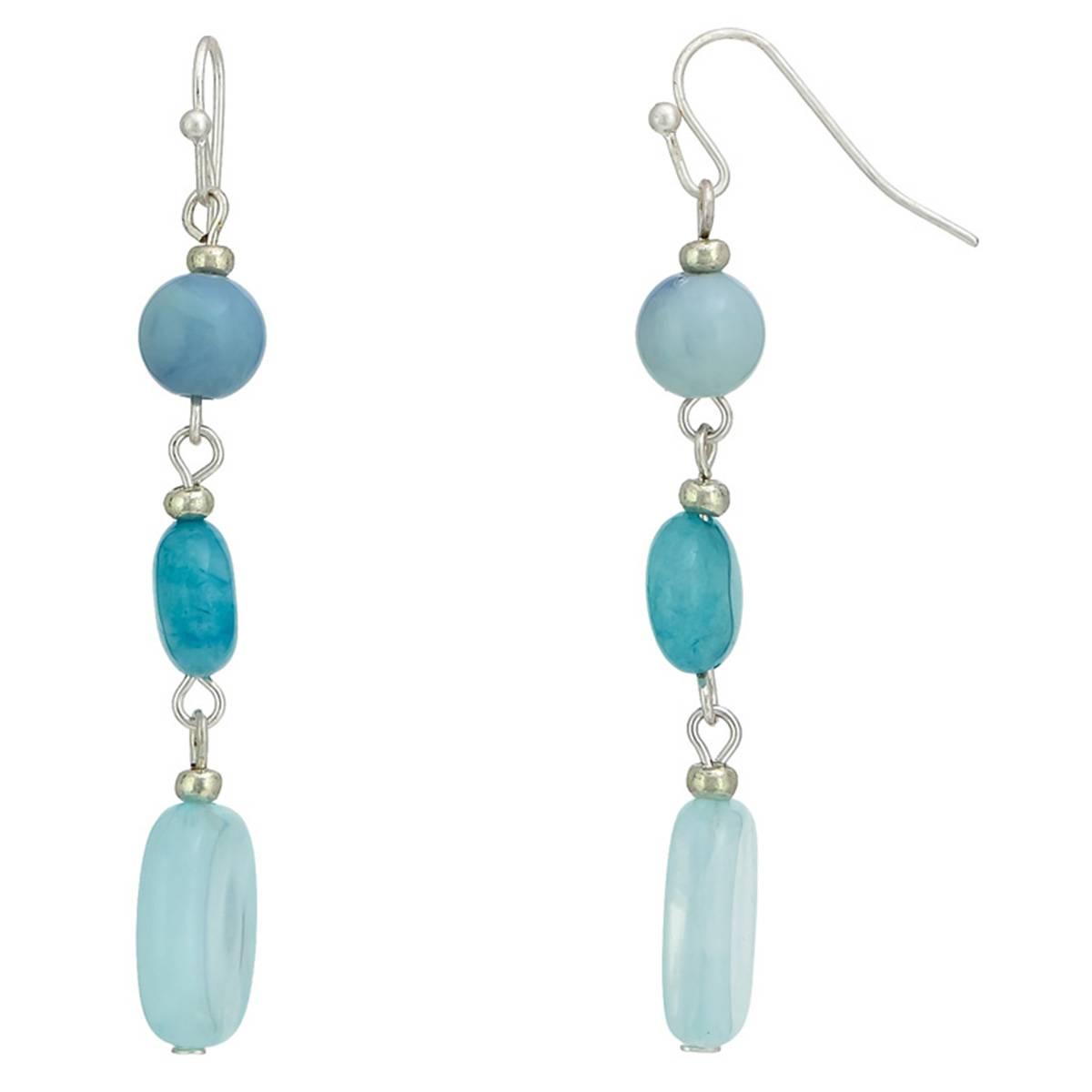Click here for Ashley Cooper(tm) Multi-Blue Triple-Bead Drop Earr... prices