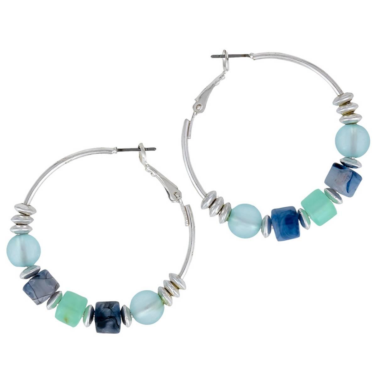 Click here for Ashley Cooper(tm) Click It Blue Beaded Hoop Earrin... prices