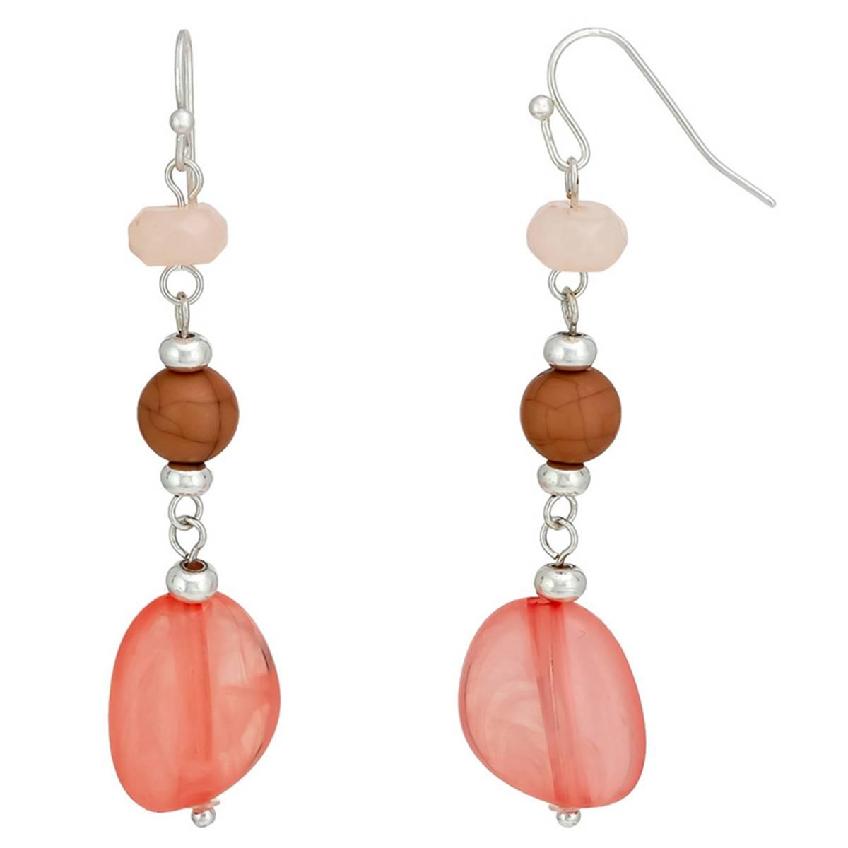 Click here for Ashley Cooper(tm) Coral Triple Bead Drop Earrings prices