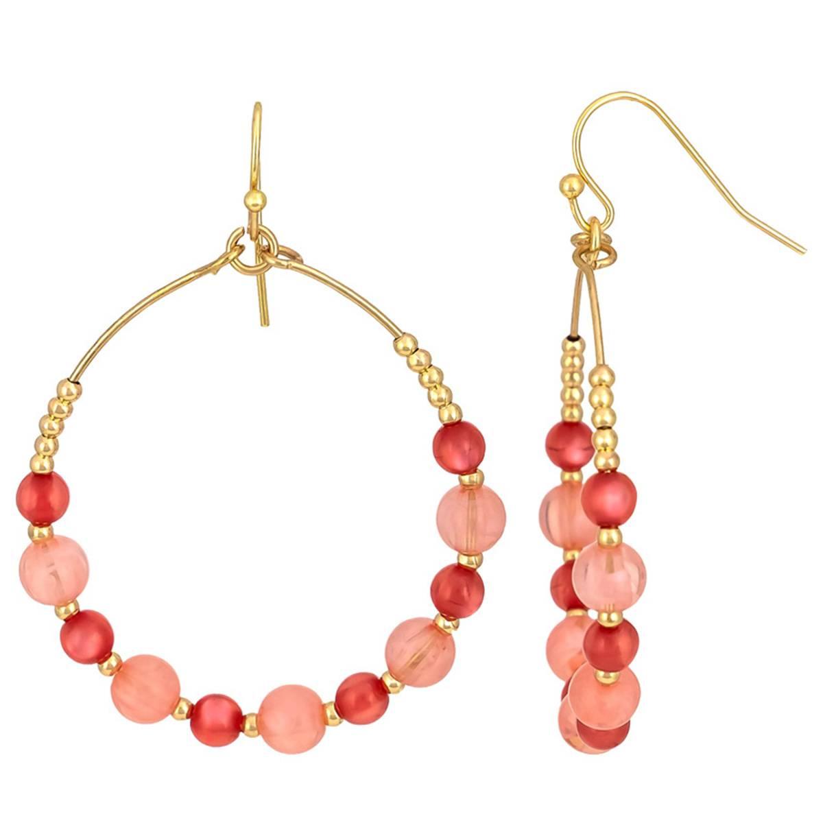 Click here for Ashley Cooper(tm) Coral Multi-Beaded Gypsy Hoop Ea... prices
