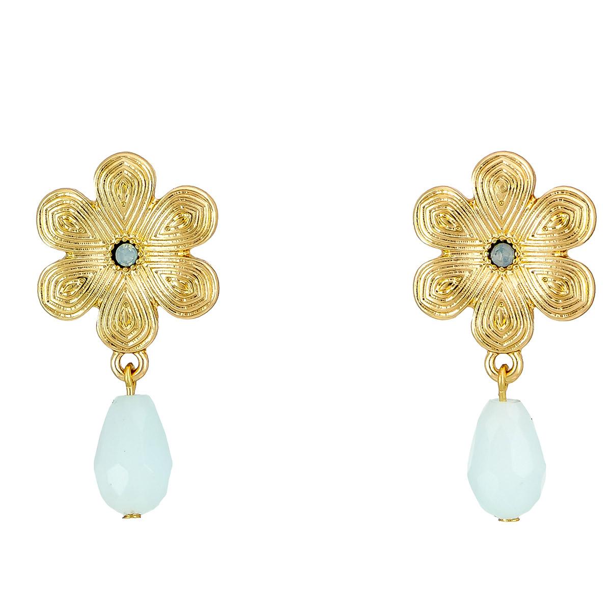 Click here for Ashley Cooper(tm) Gold-Tone Flower Earrings w/ Blu... prices