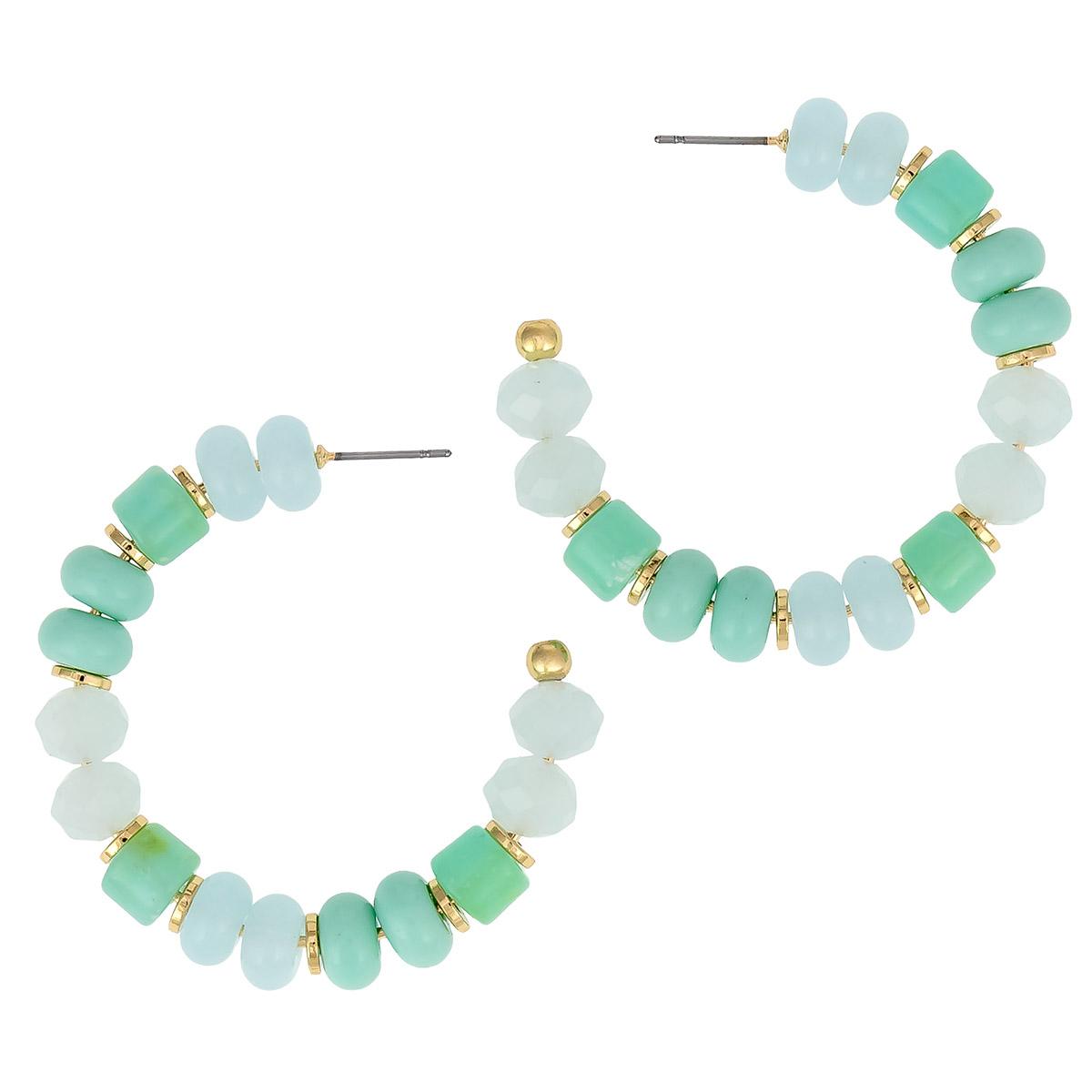 Click here for Ashley Cooper(tm) Gold-Tone Green Multi Beaded Hoo... prices