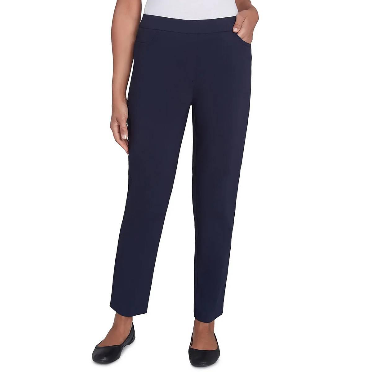 Alfred Dunner Plus Size Classic Allure Tummy Control Pull-On Short Length Pants - Navy
