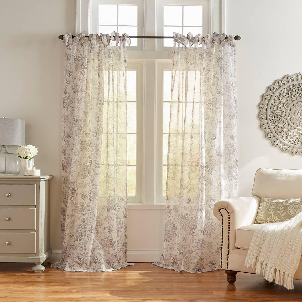 Click here for Elrene Westport Floral Tie-Top Sheer Window Curtai... prices