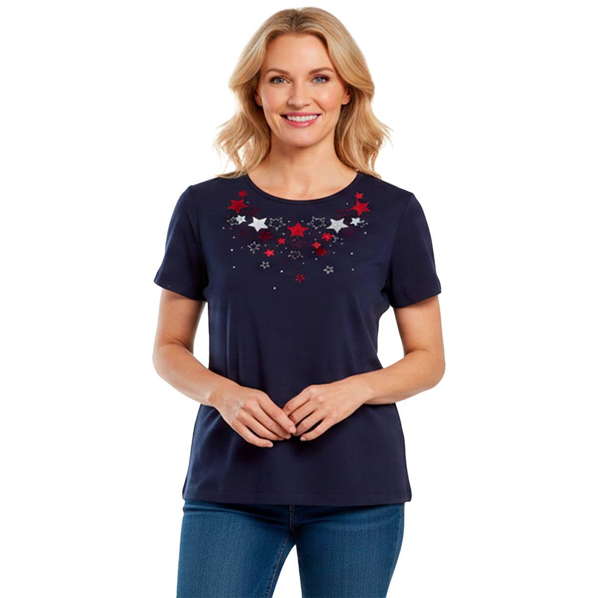Click here for Petite Bonnie Evans Short Sleeve Rhinestone Stars... prices
