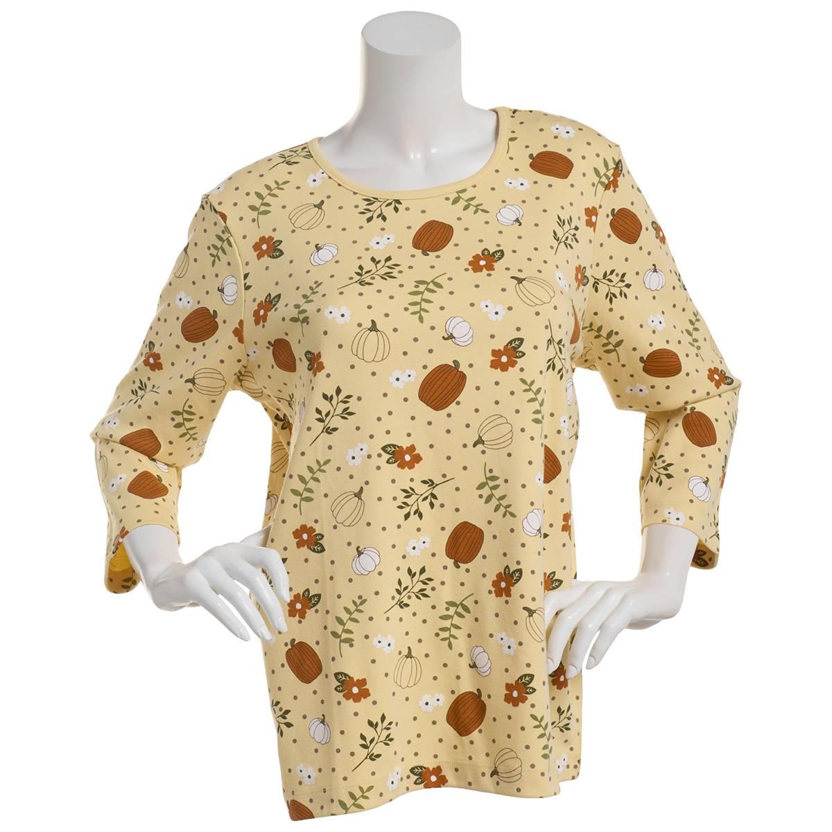 Click here for Petite Bonnie Evans 3/4 Sleeve Pumpkin Tee prices
