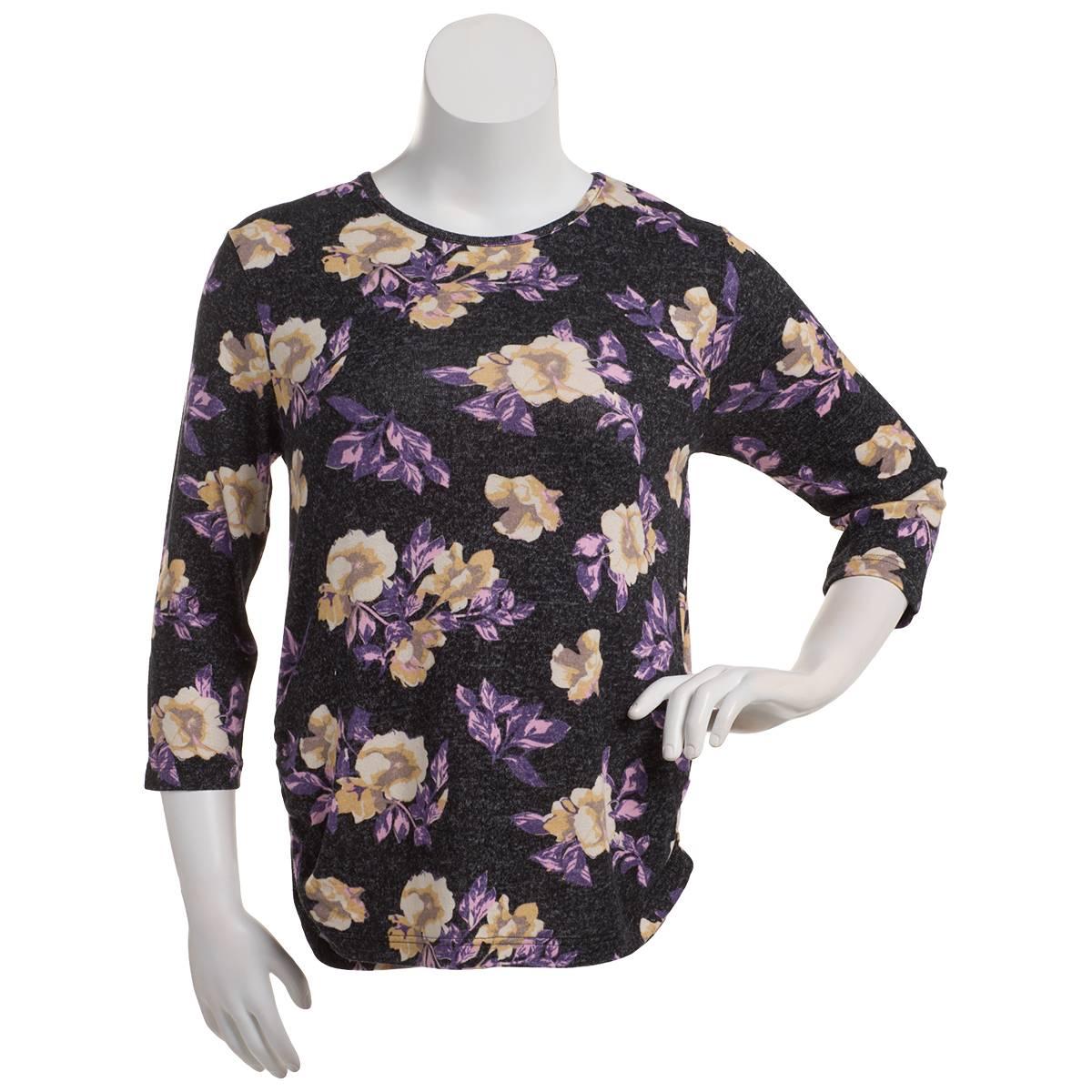 Click here for Petite Bonnie Evans 3/4 Sleeve Violet Floral Side... prices