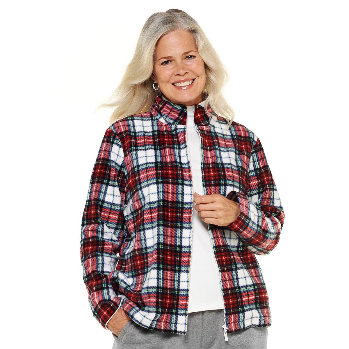Click here for Womens Bonnie Evans Plaid Polar Fleece Zipper Jack... prices