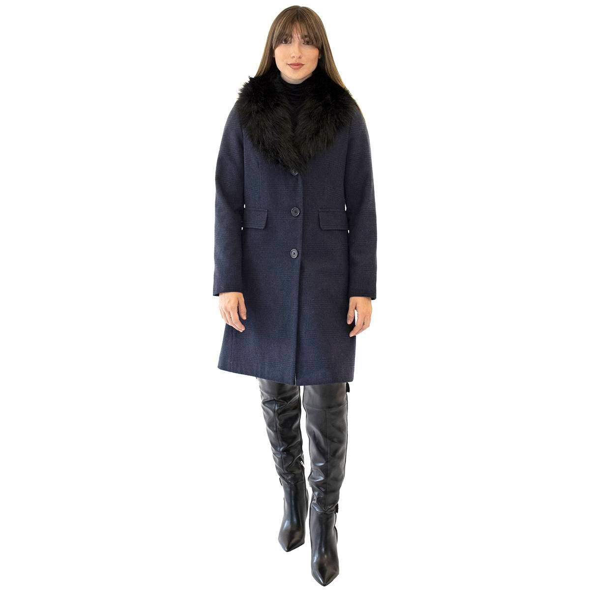 Click here for Womens Nine West Plaid Faux Wool Coat with Faux Fu... prices