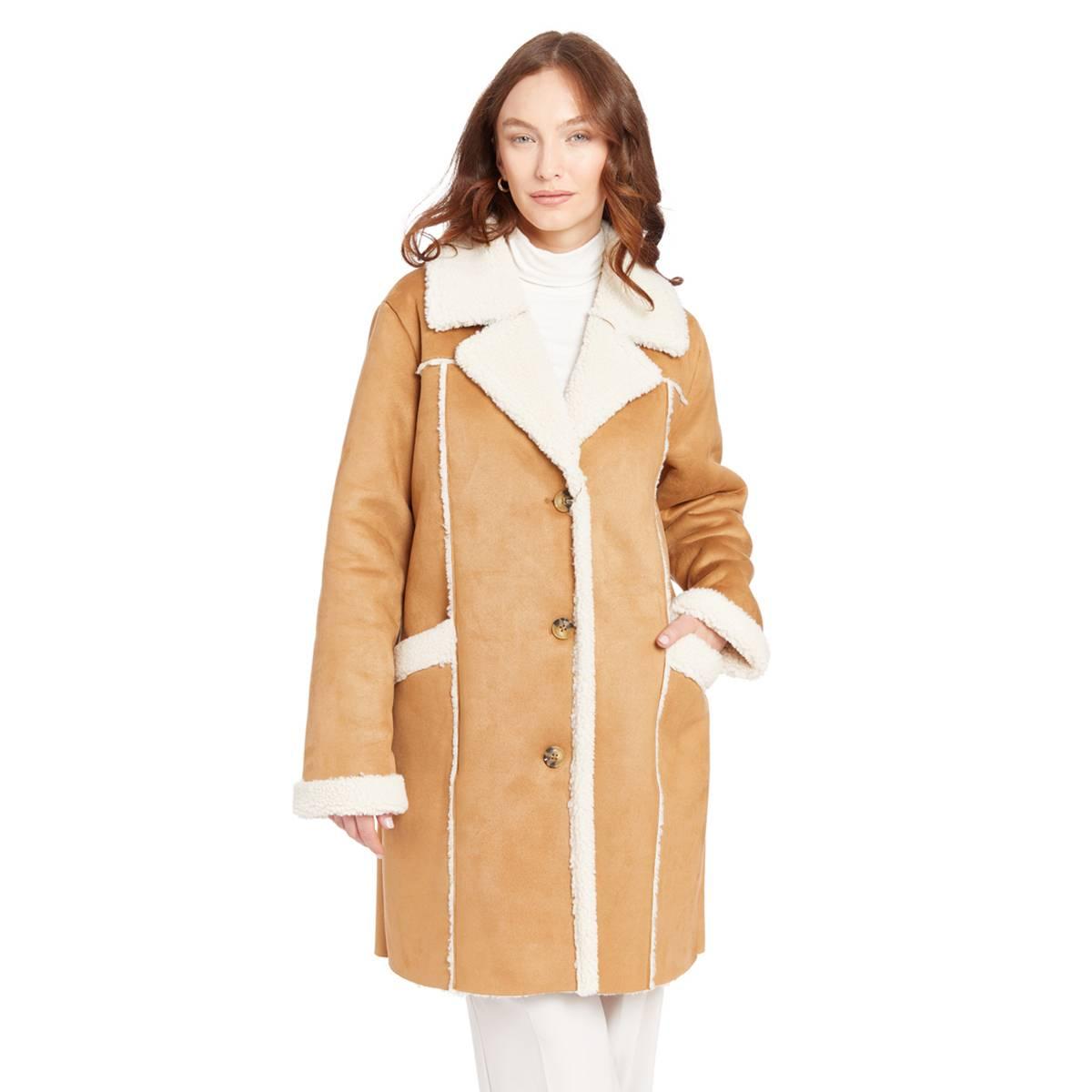 Click here for Womens Frye Single Breasted Faux Shearling Coat prices