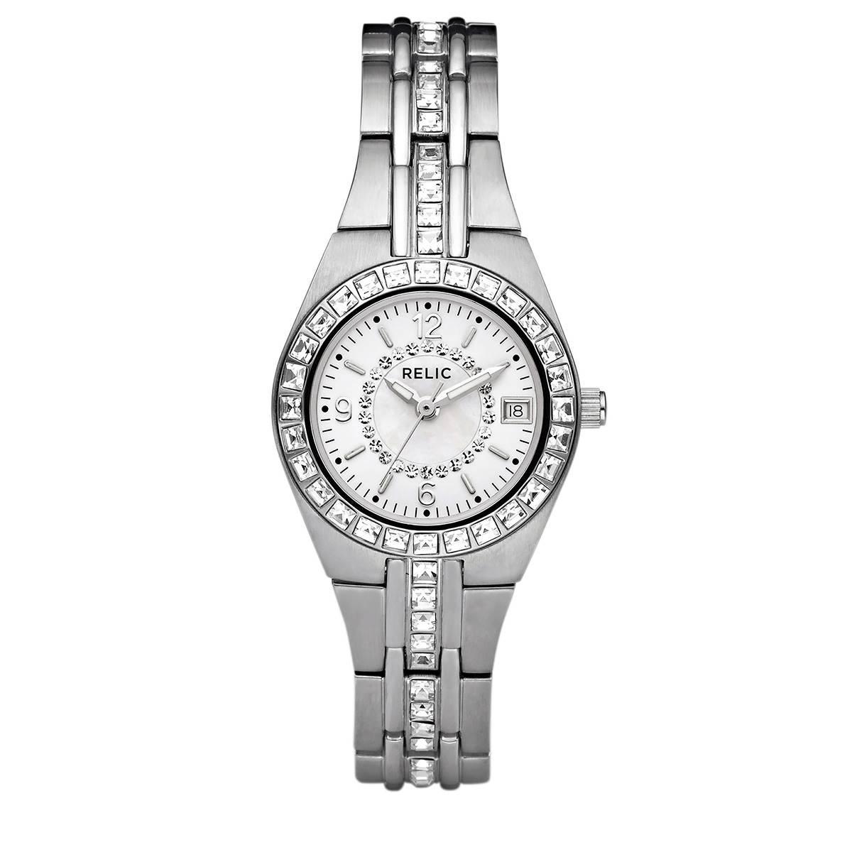 Click here for Womens RELIC by Fossil Queens Court Silver-Tone Wa... prices