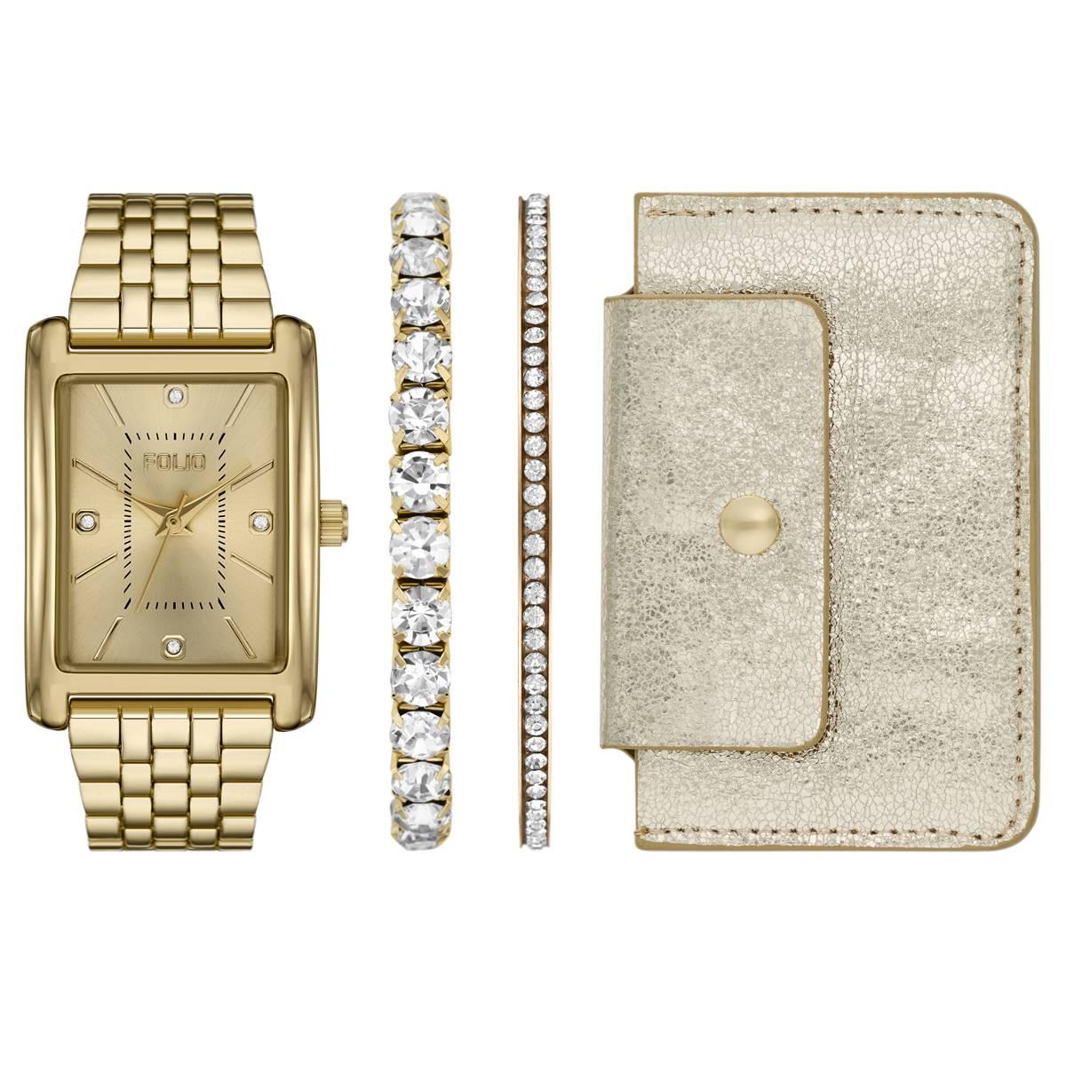 Click here for Womens Folio Gold-Tone Watch/Bracelet/Wallet Set -... prices
