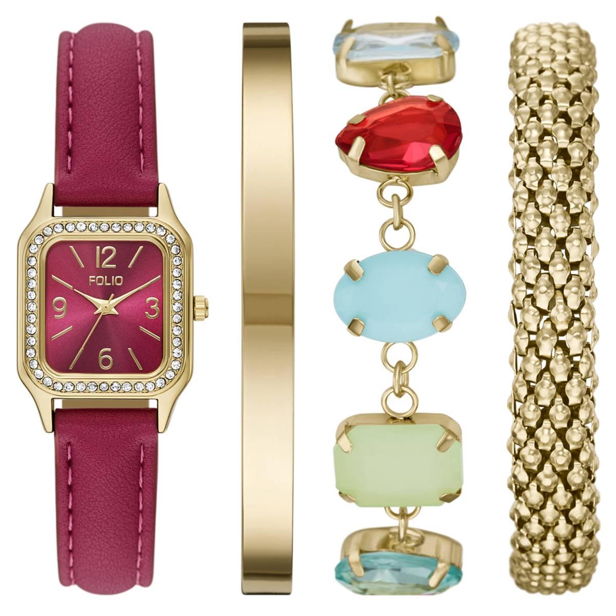 Click here for Womens Folio Watch & Set of 3 Bracelet Set - FMDFL... prices