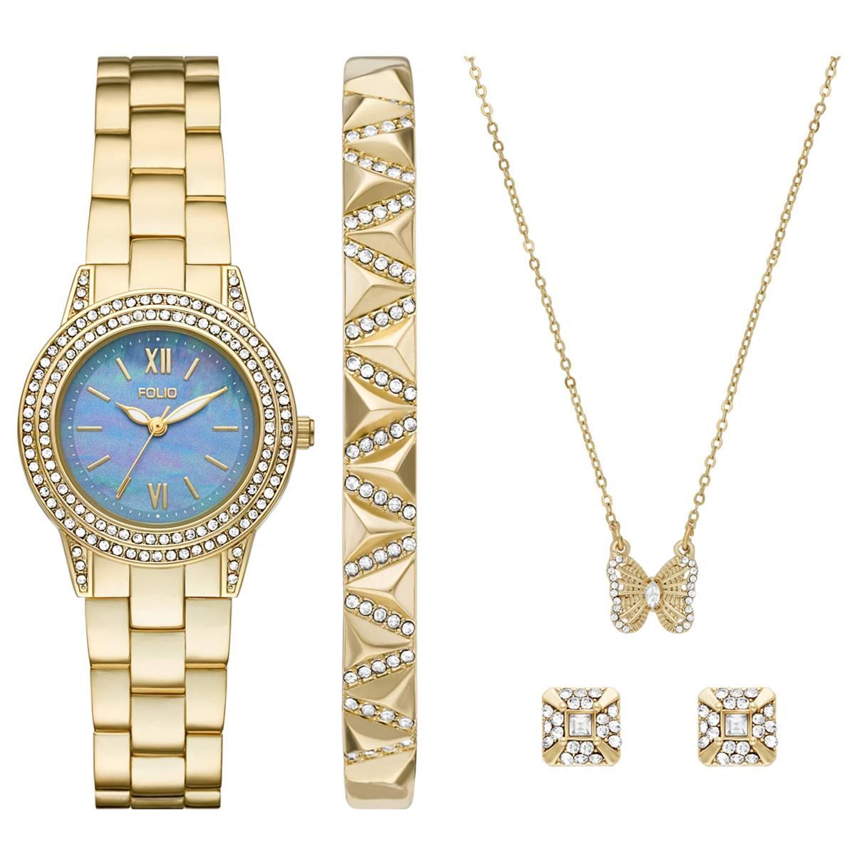 Click here for Womens Folio Mother of Pearl Watch & Jewelry Set -... prices