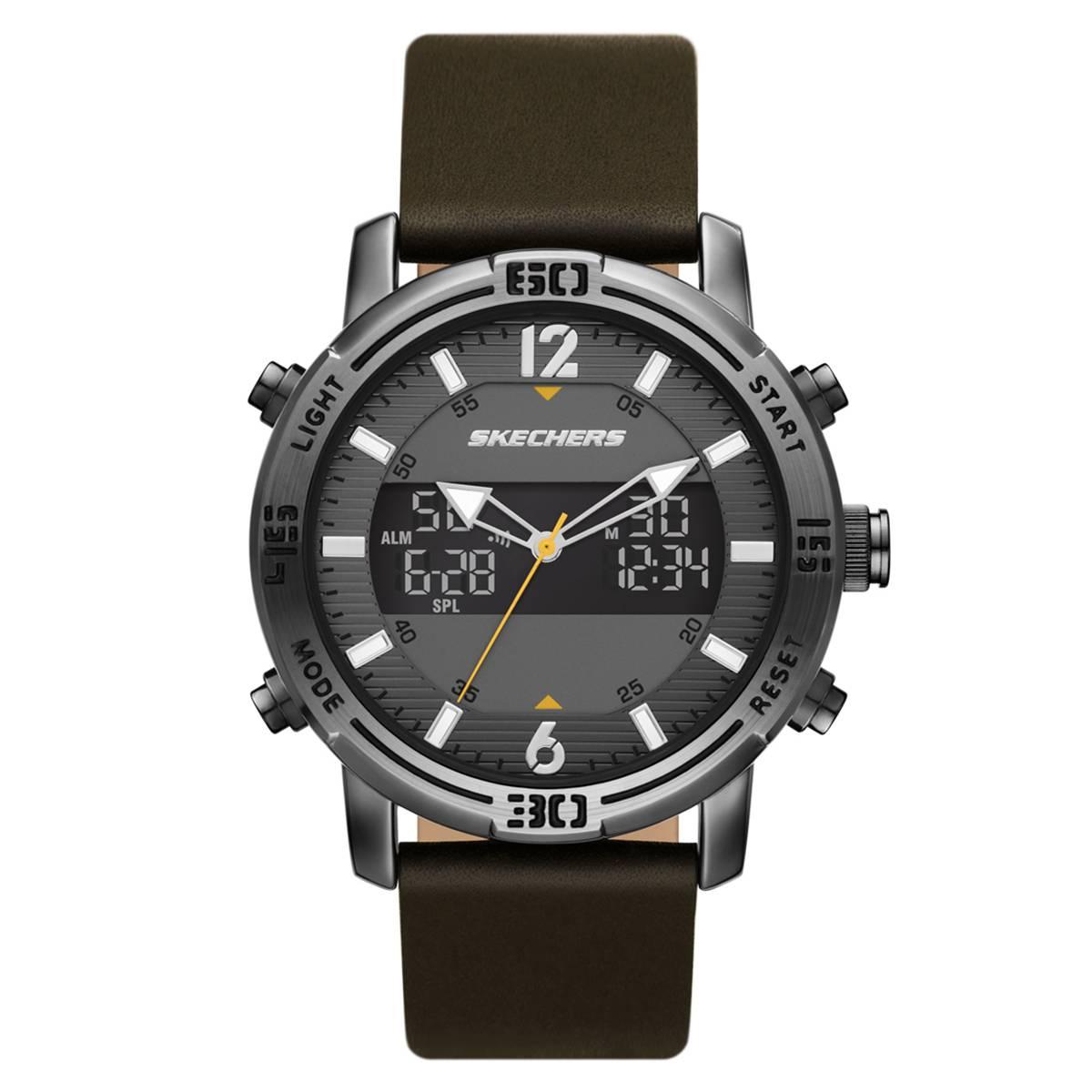 Click here for Mens Skechers Gunmetal Leather Strap Watch - SR515... prices