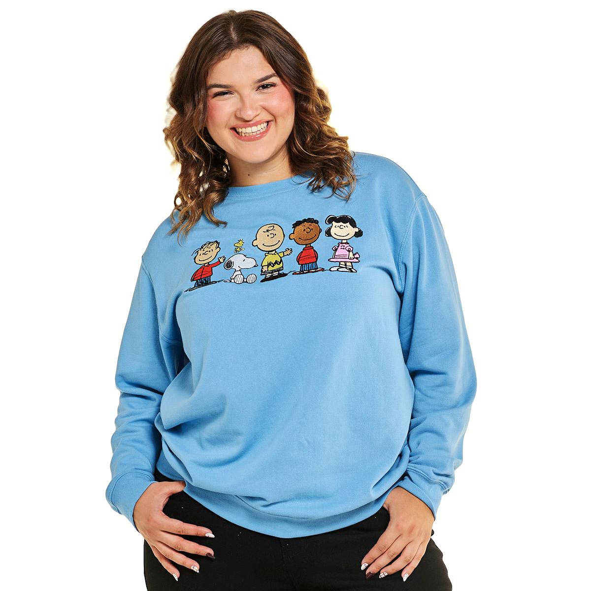 Click here for Juniors Plus Freeze Embroidered Peanuts(tm) Crew N... prices