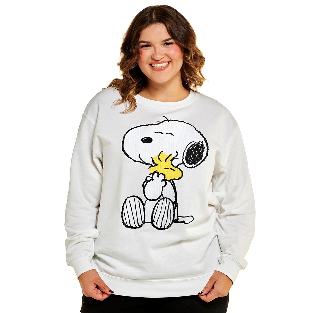 Click here for Juniors Plus Freeze Snoopy & Woodstock Crew Neck S... prices