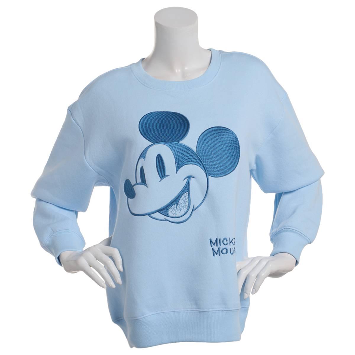 Click here for Juniors Freeze Mickey Mouse Embroidered Fleece Swe... prices