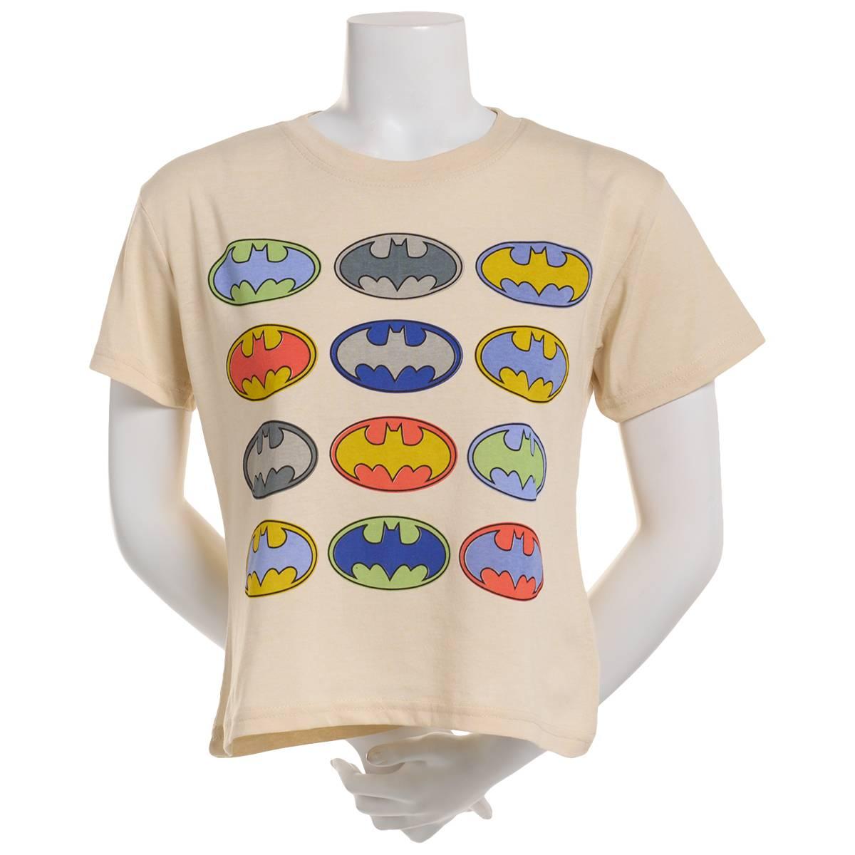 Click here for Juniors Freeze Batman(tm) Logos Cropped Graphic Te... prices