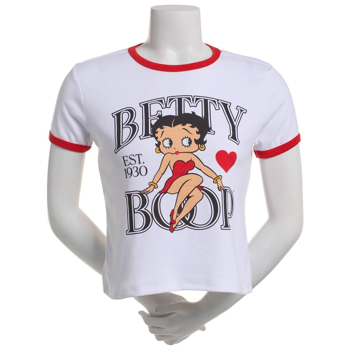 Click here for Juniors Freeze Betty Boop Ringer Baby Tee prices