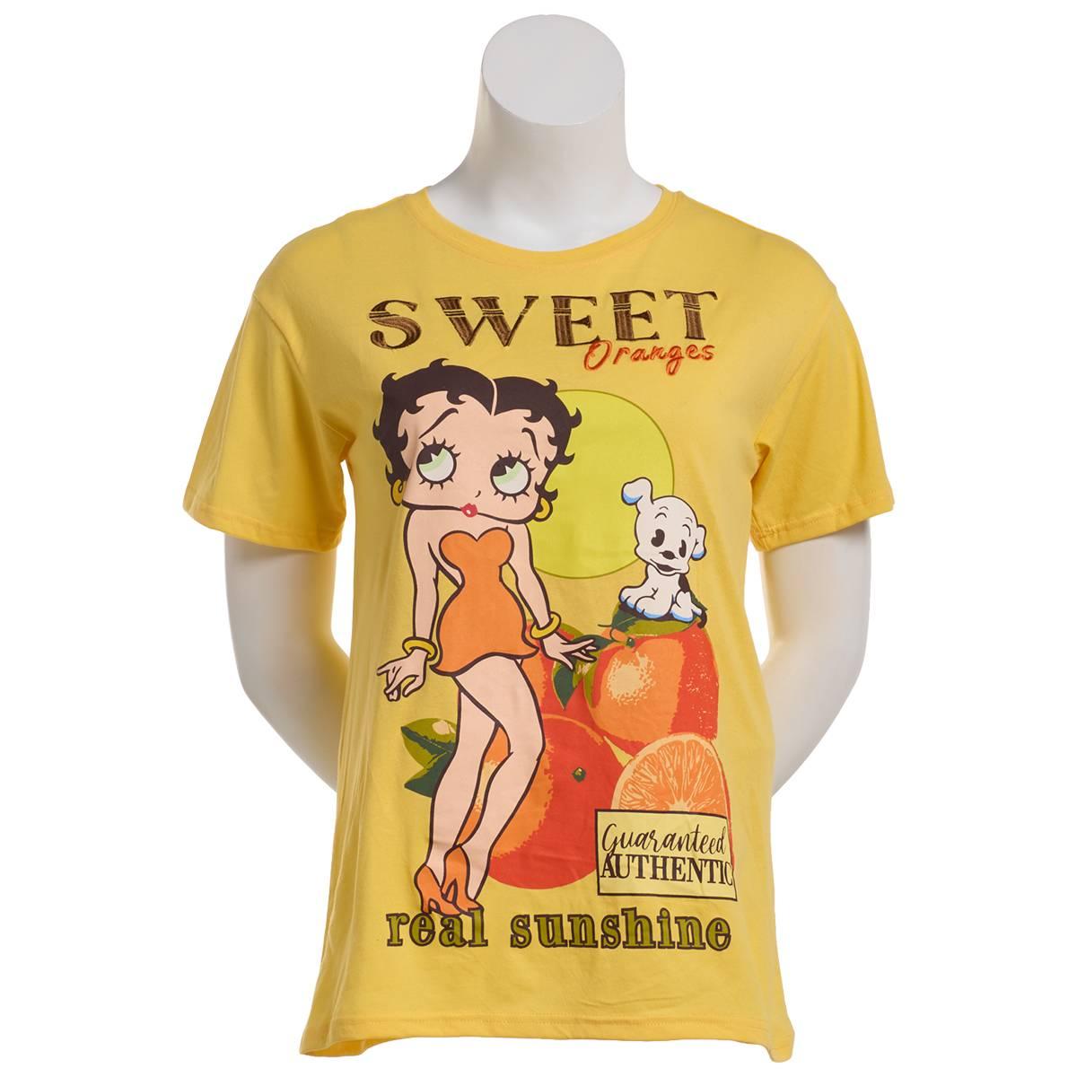 Click here for Juniors Freeze Betty Boop Sweet Orange Graphic Tee prices