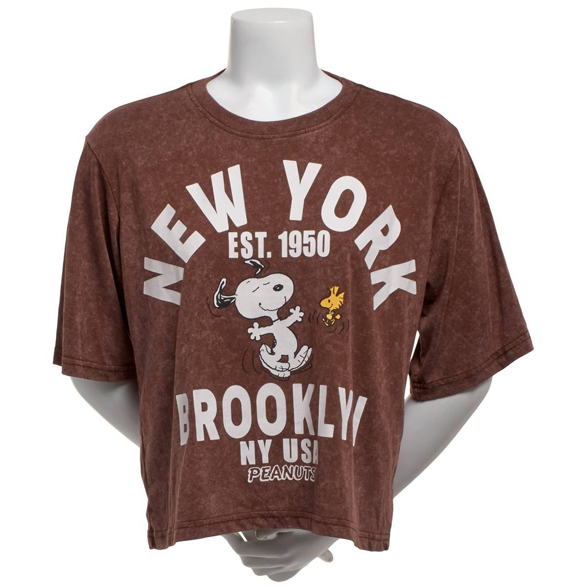 Click here for Juniors Freeze Mineral Wash Snoopy NY Front Back S... prices
