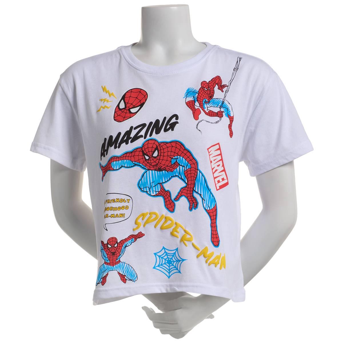 Click here for Juniors Freeze Spider-Man Graphic Crop Top prices