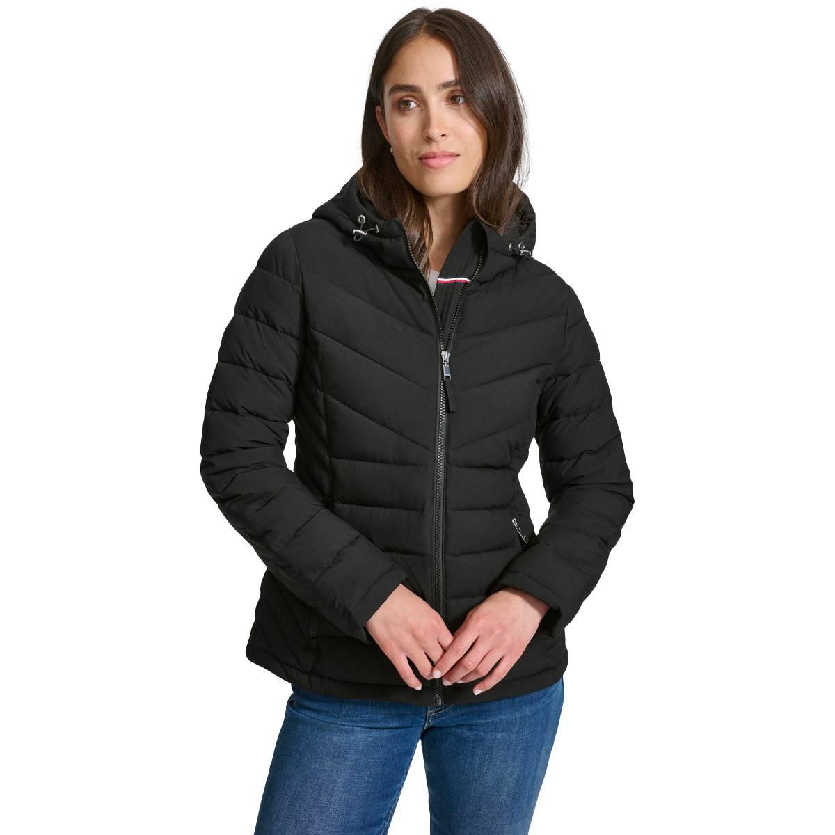 Click here for Womens Tommy Hilfiger Short Stretch Packable Jacke... prices